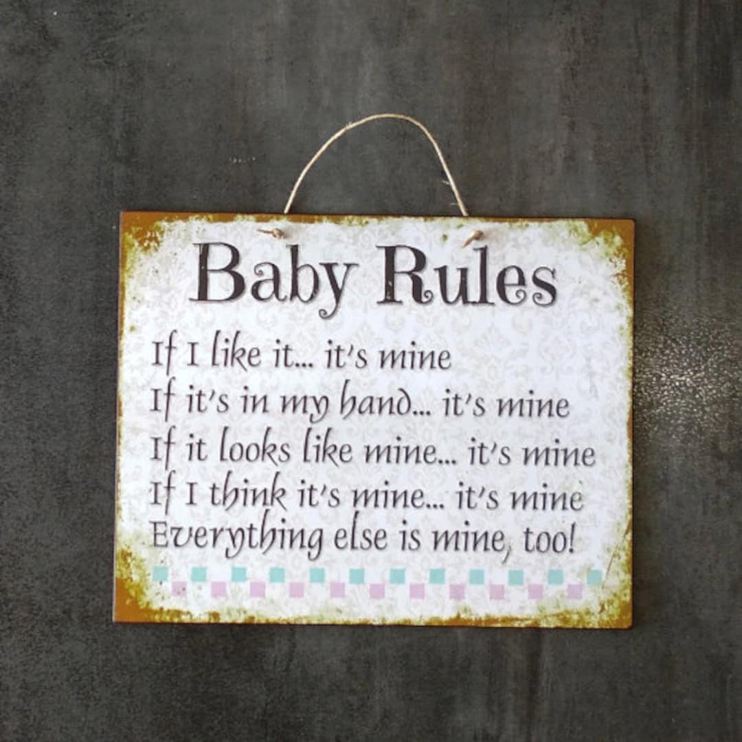 Baby Shower Sign Baby Rules, New Born Gift, Girly Room Decor, Boys Room ...