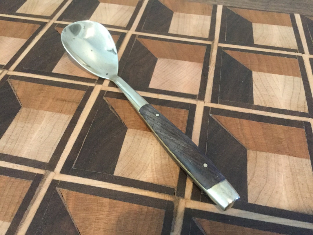 Vintage Silver Plated Children’s Spoon With Inlaid Wood Handle - Etsy