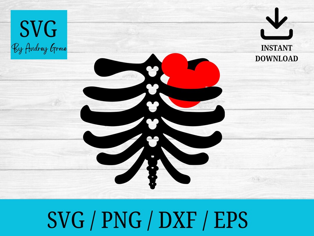 Mickey Rib Cage SVG, Heart Svg File, Halloween Svg, Skeleton Svg File ...