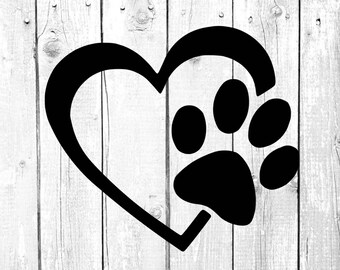 Dog Paw Heart Print Svg, Paw Print Svg, Dog Paw Svg,cutting Files for ...