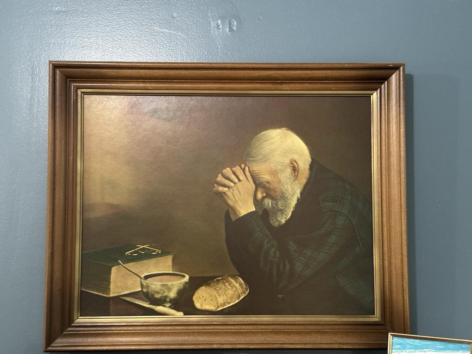 Vintage Eric Enstrom Praying Man “grace” Old Man Praying Over Bread ...