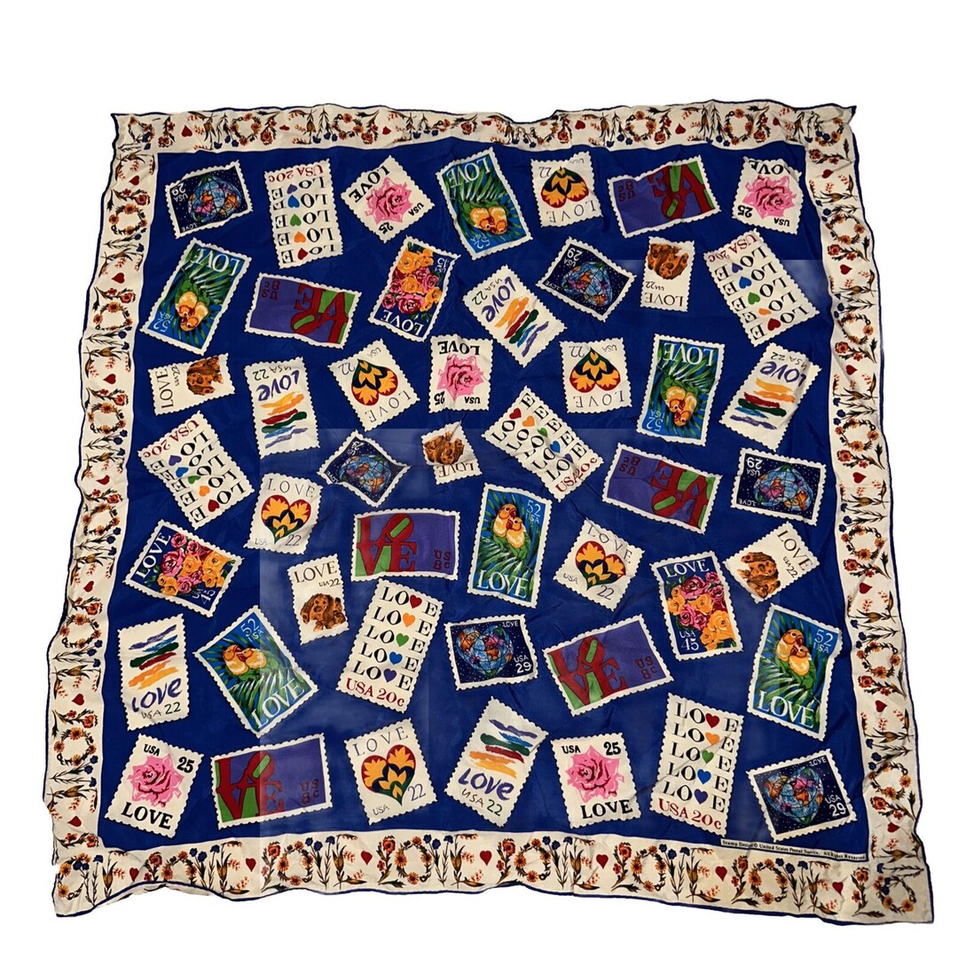 Vintage 1992 Rare Smithsonian U.S. Postal Service Love Silk Scarf ...