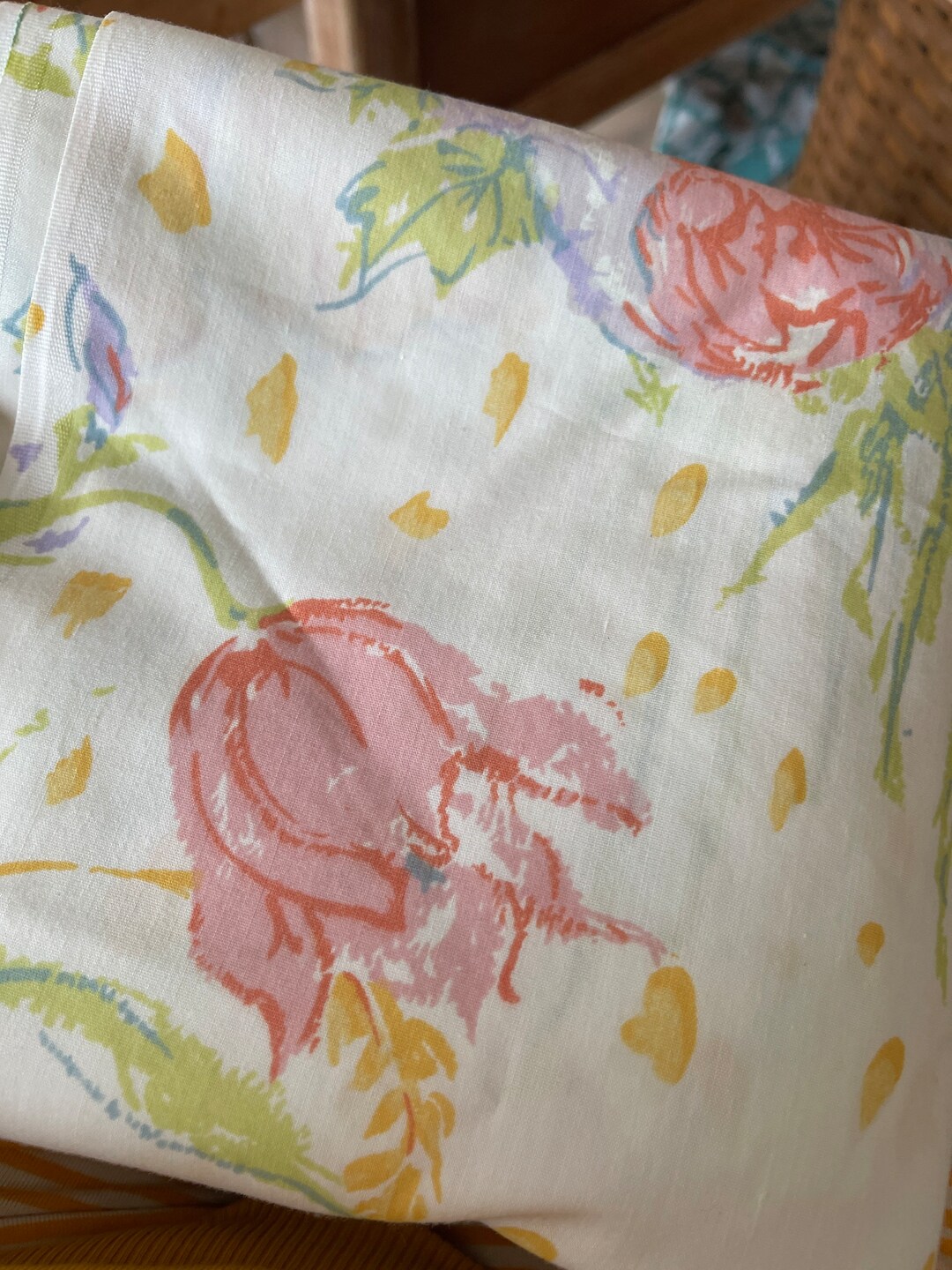 Vintage Springmaid Twin Floral Pink Yellow Purple Blue Flat Sheet Quilt ...