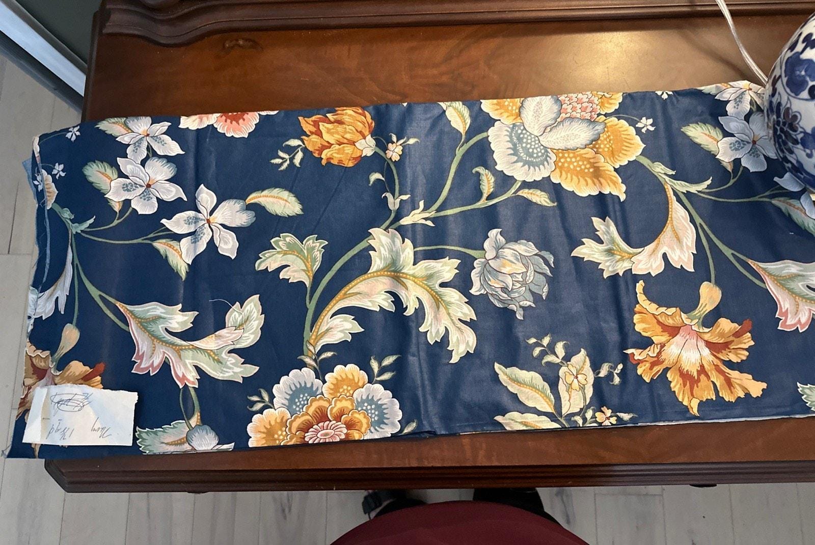 1982 Cohama / Riverdale Screen Print Preshrunk Scotch Guard Blue Floral ...
