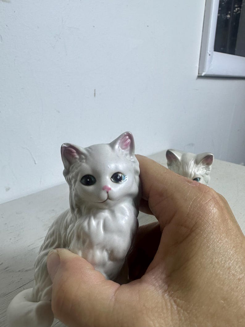 Vtg 3.75" LEFTON Set of Persian White Cats Kitty W/ Blue Eyes #1874 ...