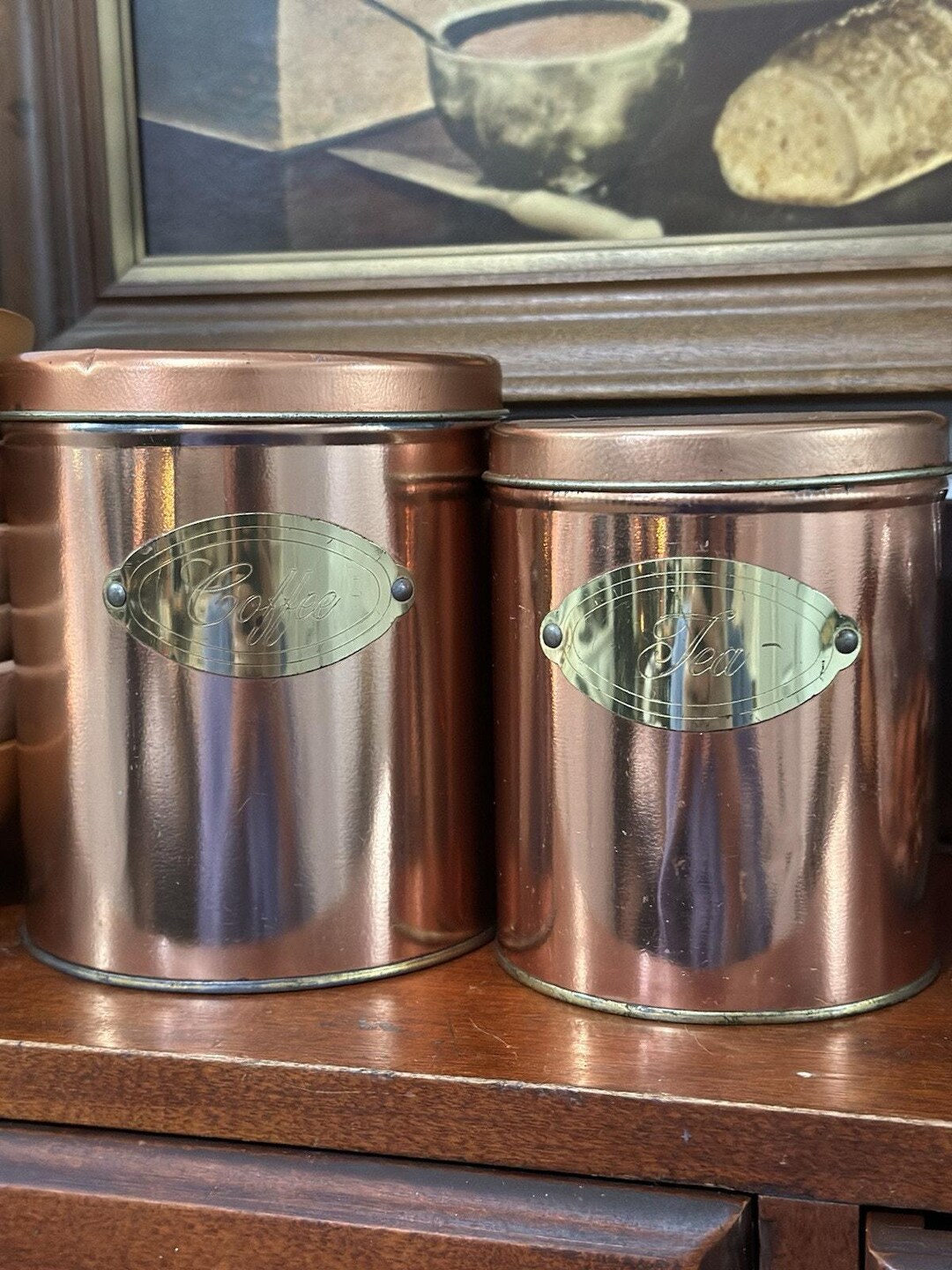 Vintage Ballonoff Copper Toned Metal Coffe and Tea Nesting Tins ...