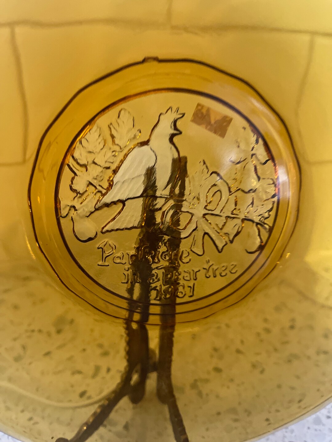 Tiara Indiana Glass Amber 1981 partridge in A Pear Tree Holiday 7 3/4 ...