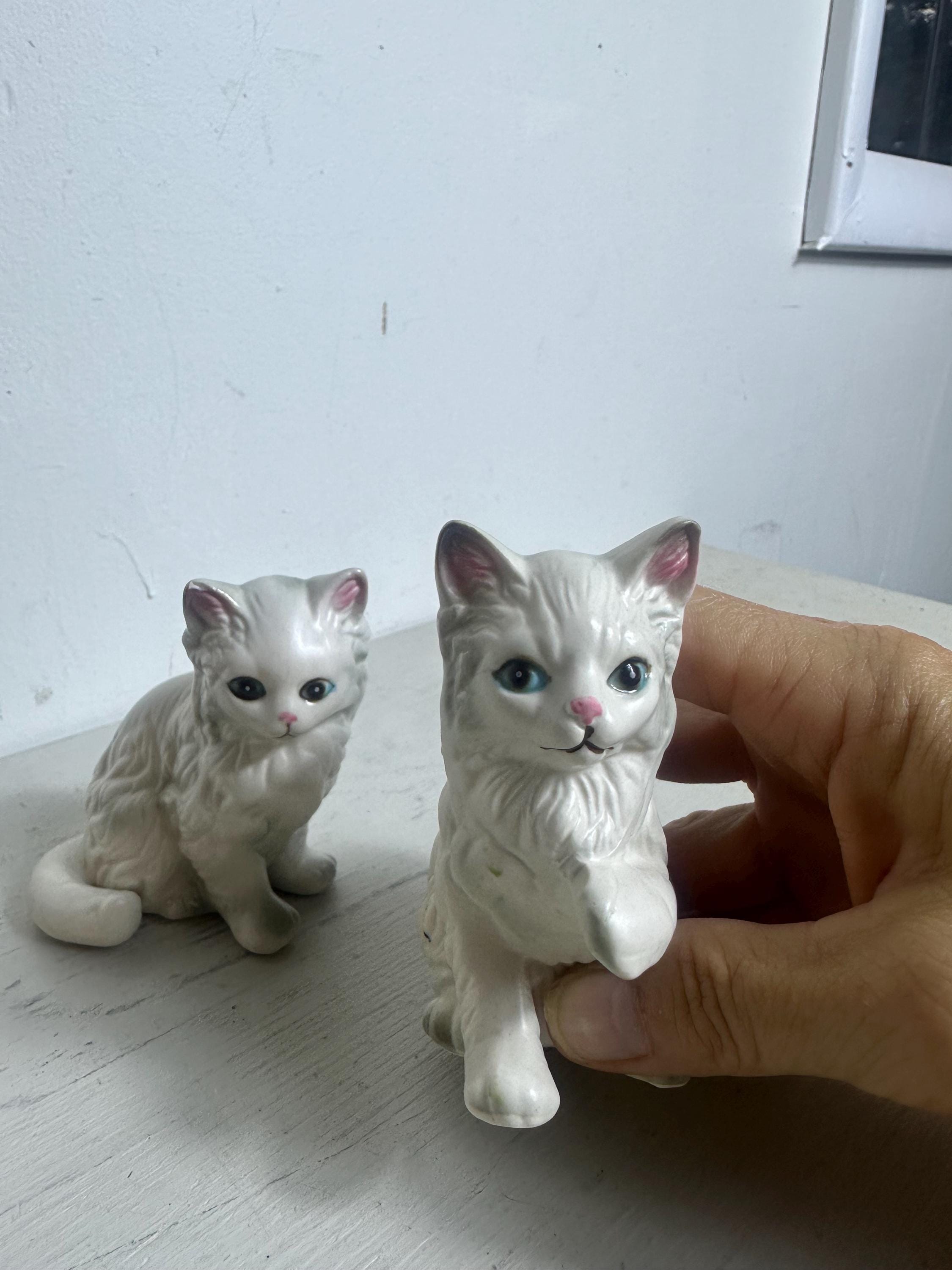 Vtg 3.75" LEFTON Set of Persian White Cats Kitty W/ Blue Eyes #1874 ...