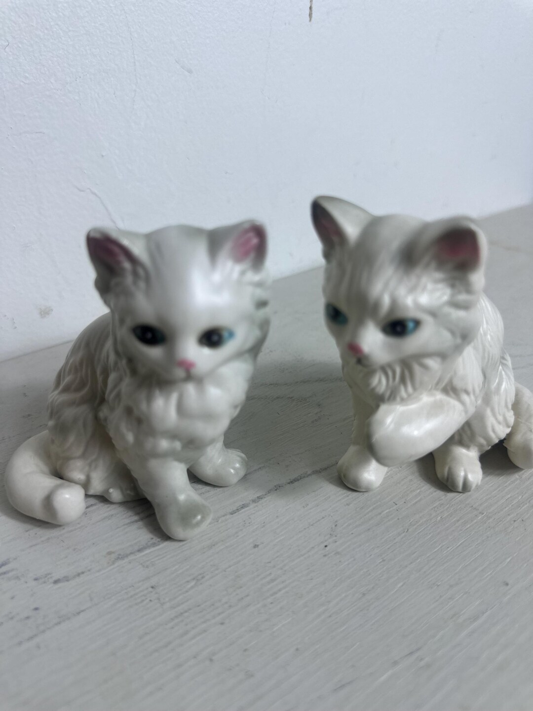Vtg 3.75" LEFTON Set of Persian White Cats Kitty W/ Blue Eyes #1874 ...