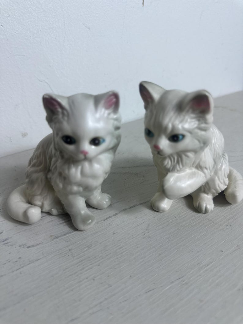 Vtg 3.75" LEFTON Set of Persian White Cats Kitty W/ Blue Eyes #1874 ...