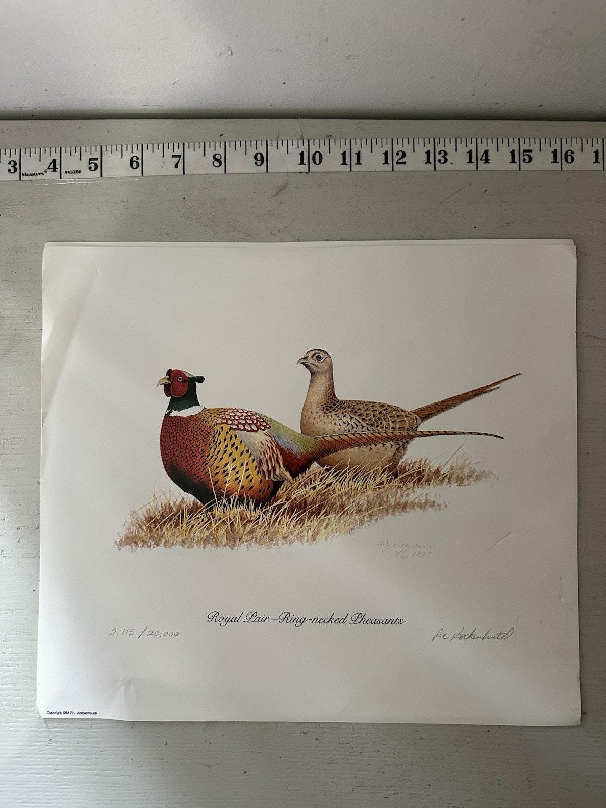 Vintage Royal Pair Ring Neck Pheasants by RL Korhenbuetel Numbered ...