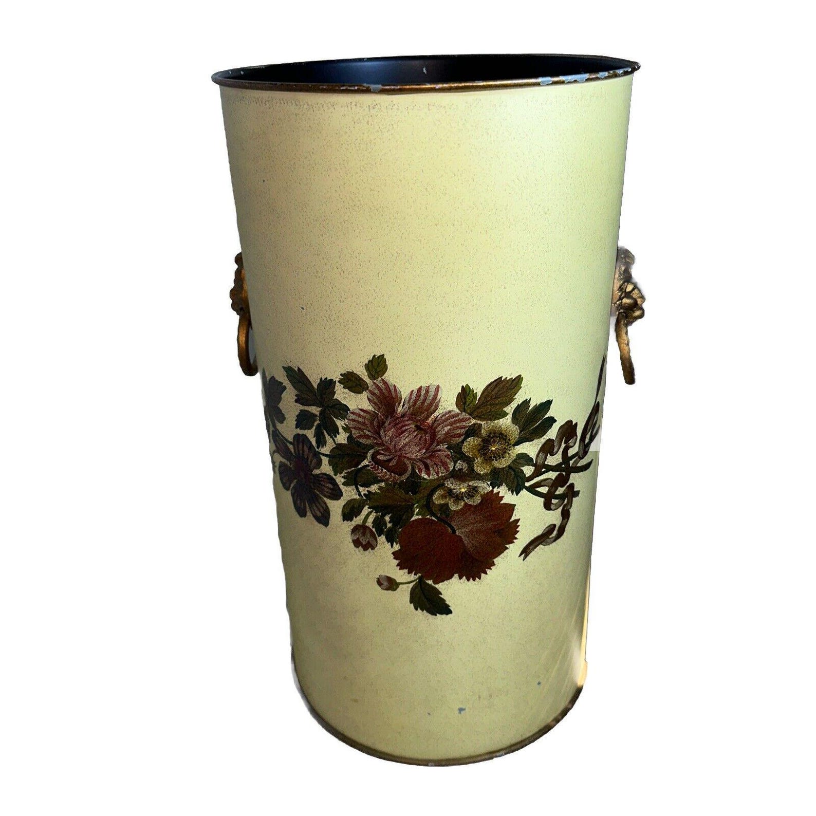 Vintage MCM Retro Floral Metal Umbrella Holder Copper Lions Heads - Etsy