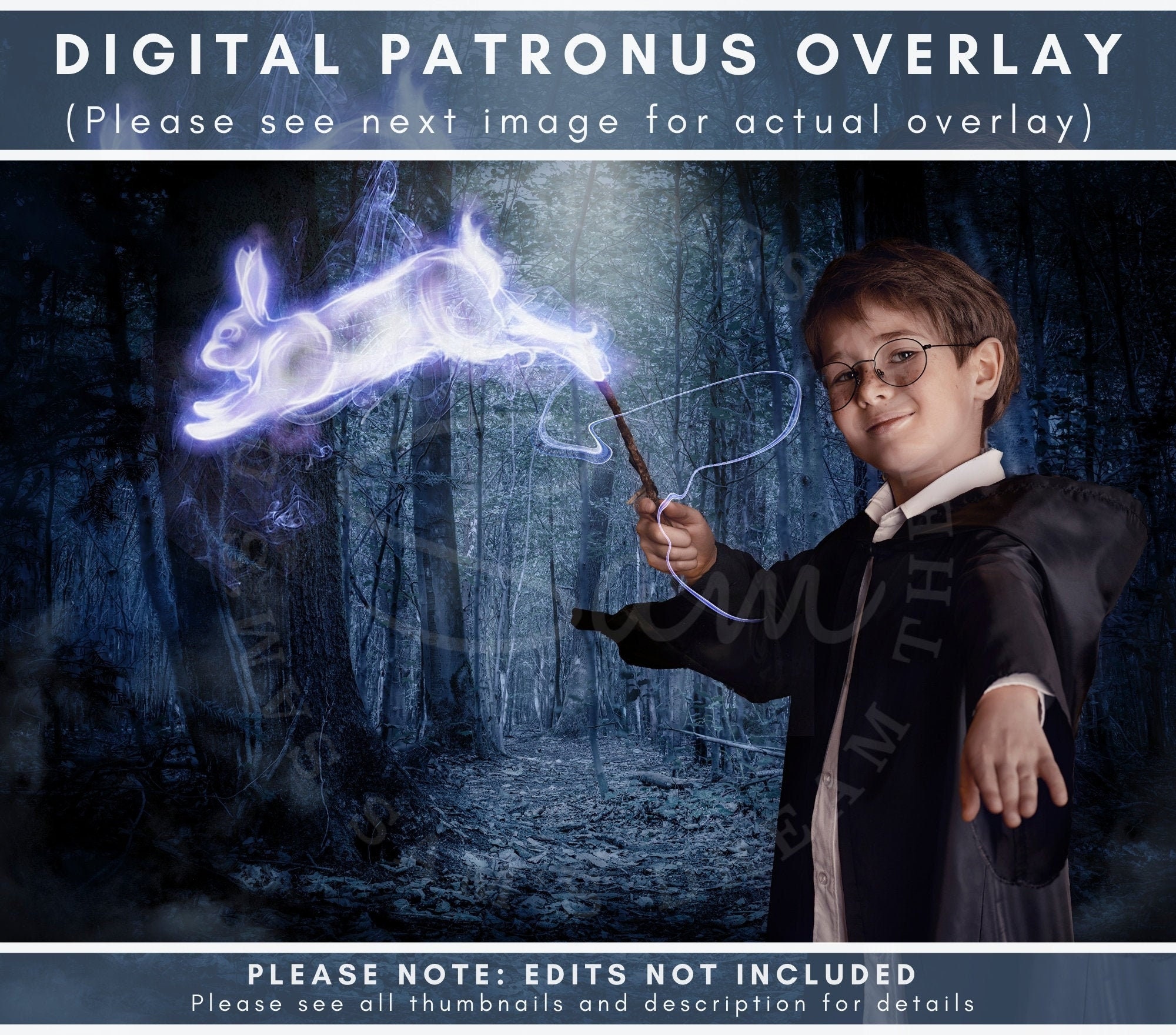 Rabbit Patronus Glowing Digital Overlay JPEG - Etsy