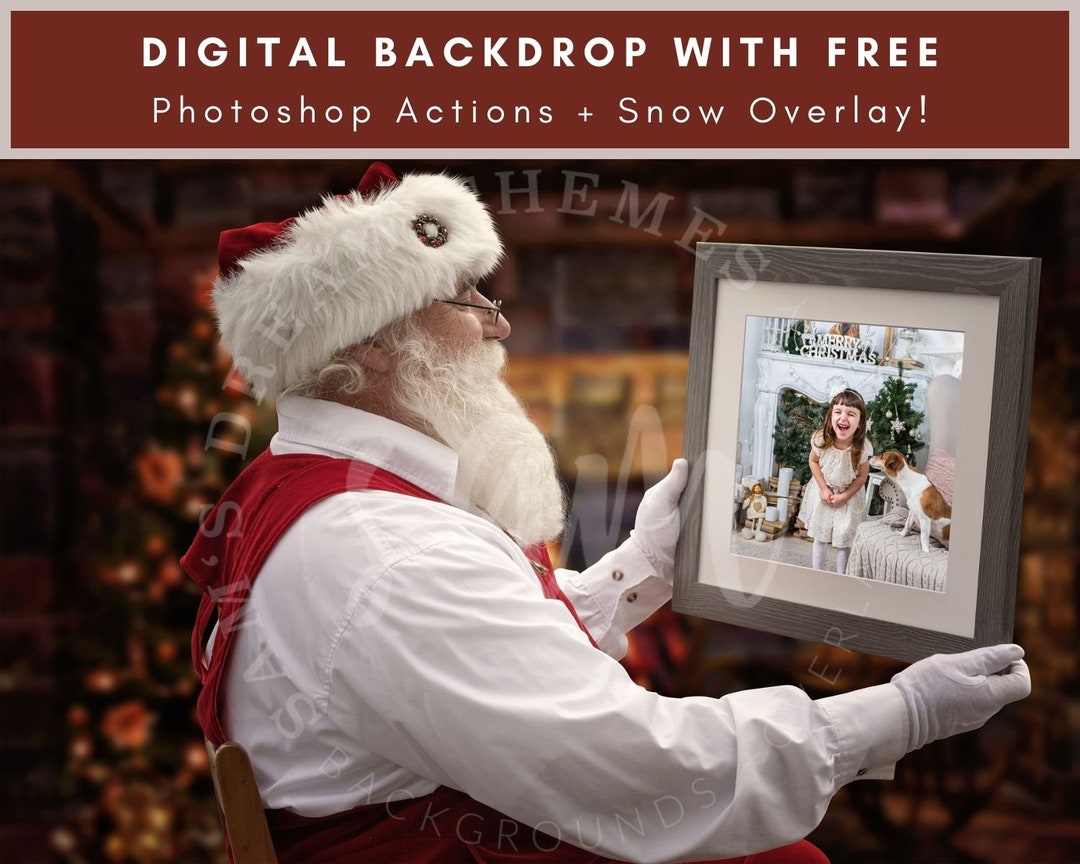 Santa Sitting With A Family Portrait, Digital Background, Christmas ...
