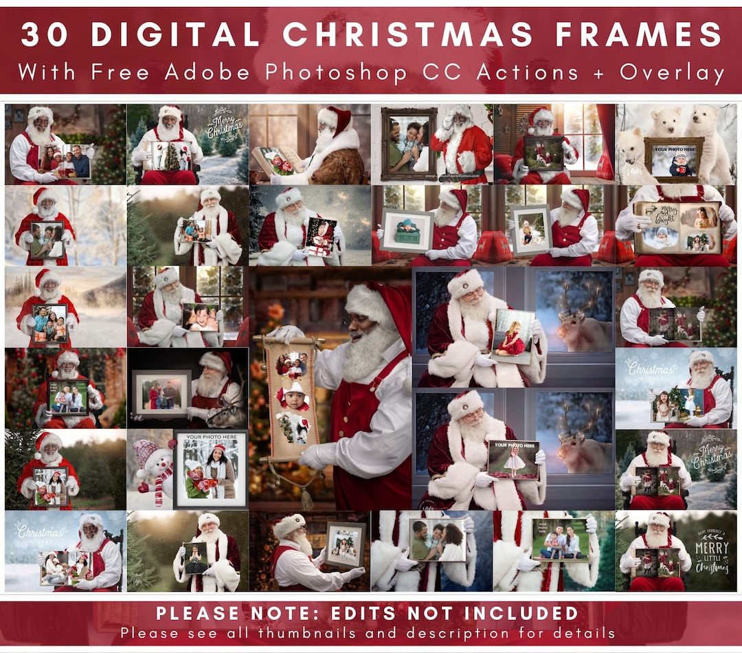Christmas Digital Frames Mega Bundle, Digital Overlays, Christmas ...