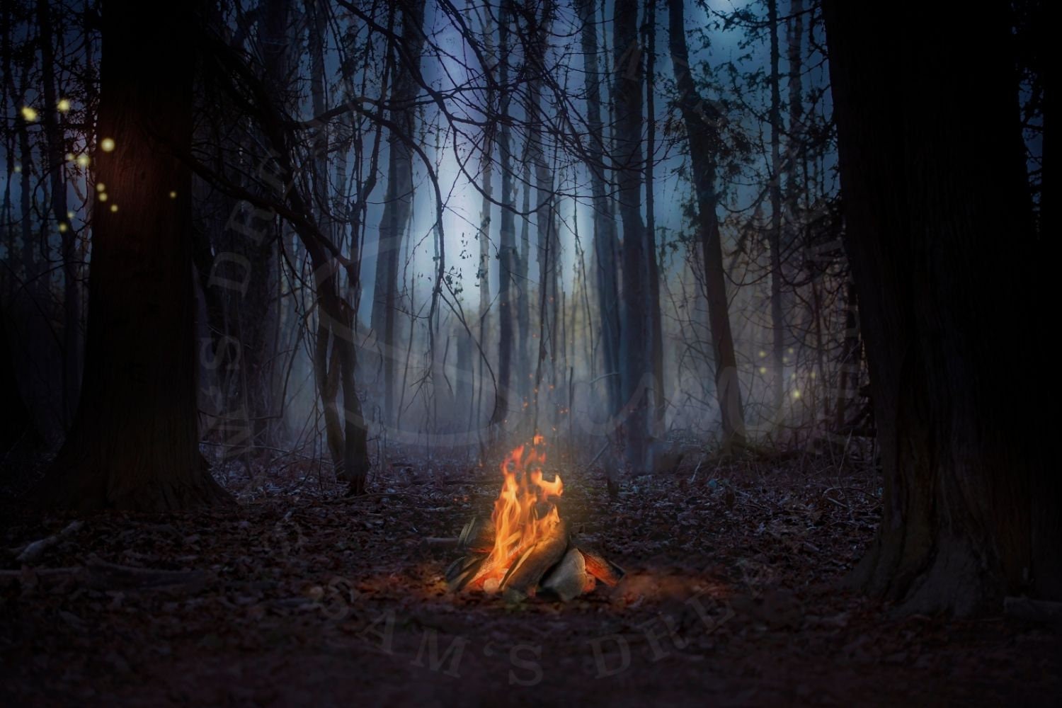 Creepy Campfire Digital Halloween Backdrop | Etsy