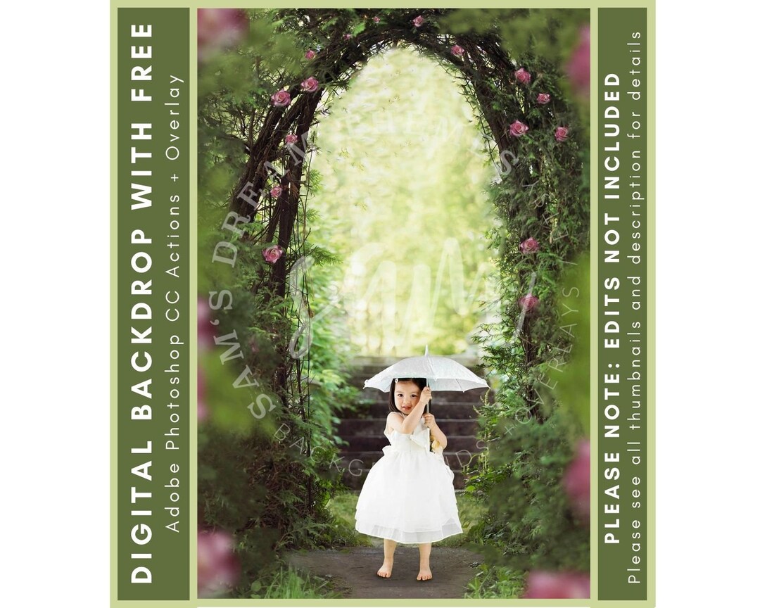 Rose Garden Arch Digital Background Wedding Arch Flowers Digital ...