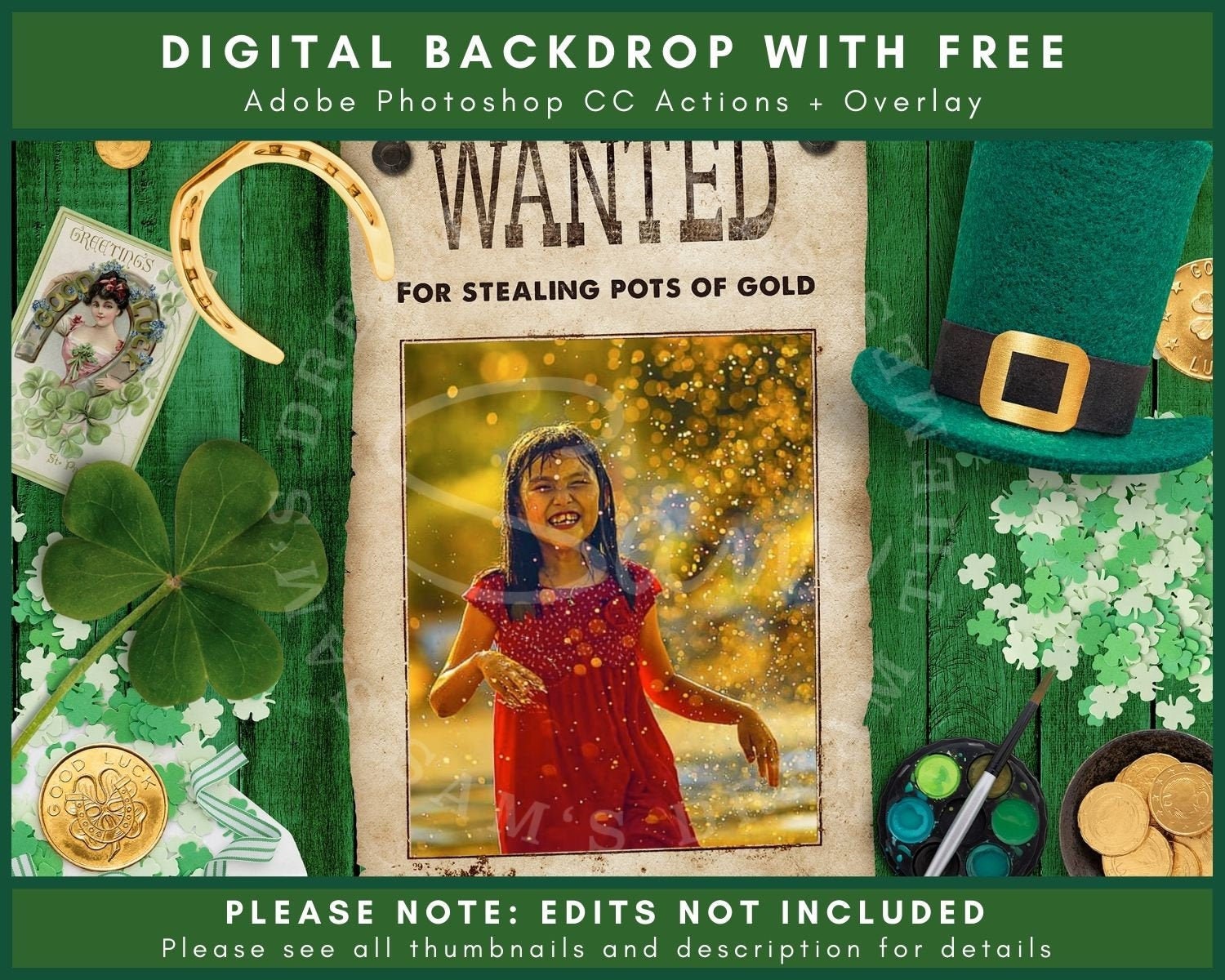 St. Patrick's Day Wanted Poster Digital Frame Overlay | Etsy