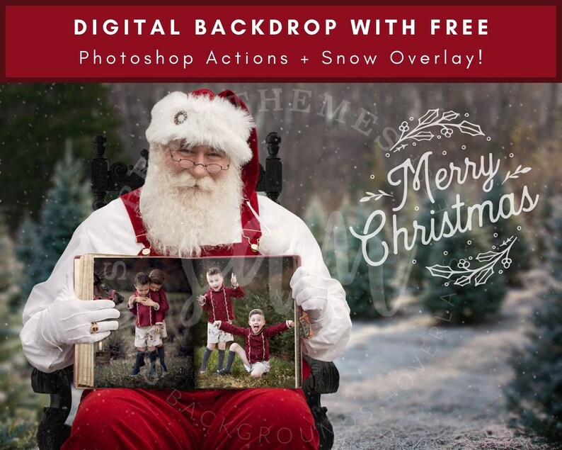 Photo Album With Santa Digital Background Christmas - Etsy