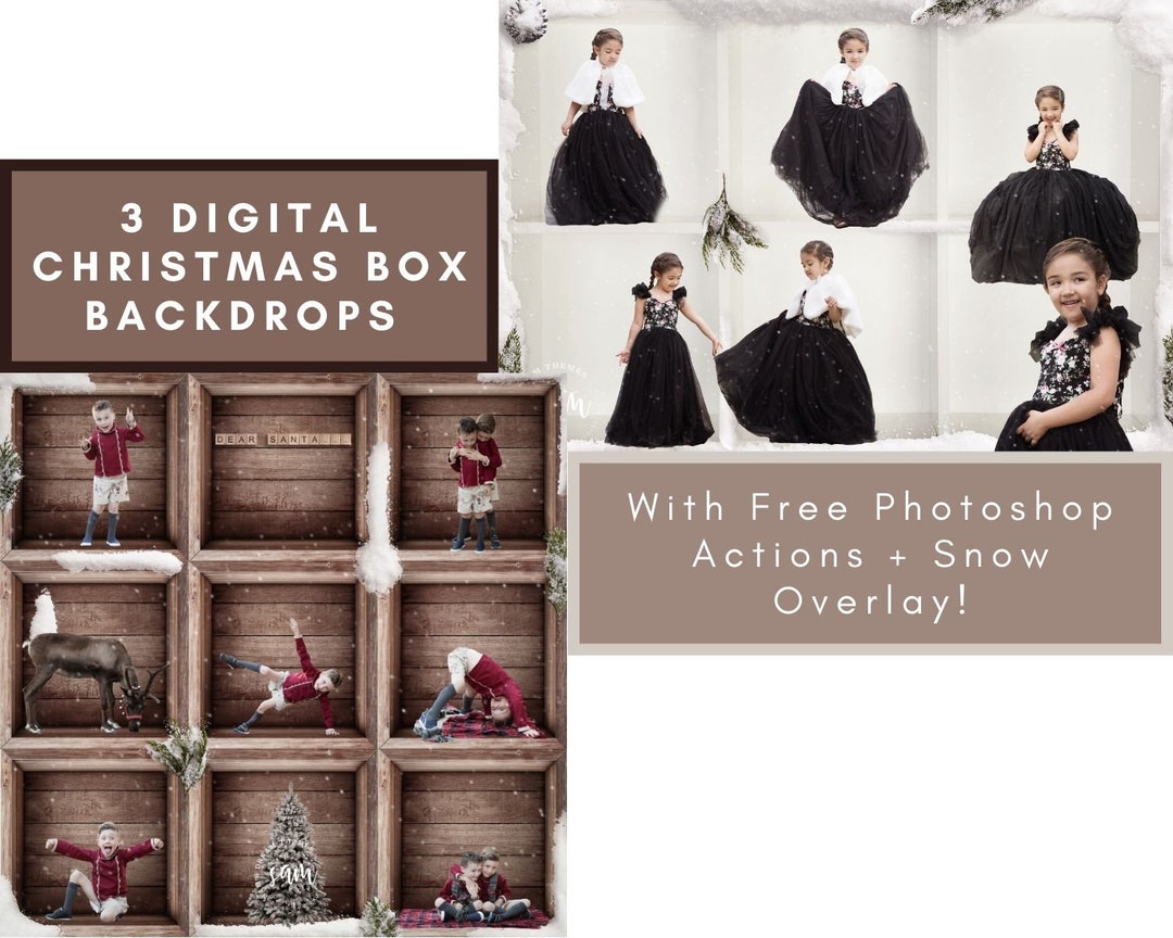 3 Christmas Box Session Templates, Photography Template, Christmas ...