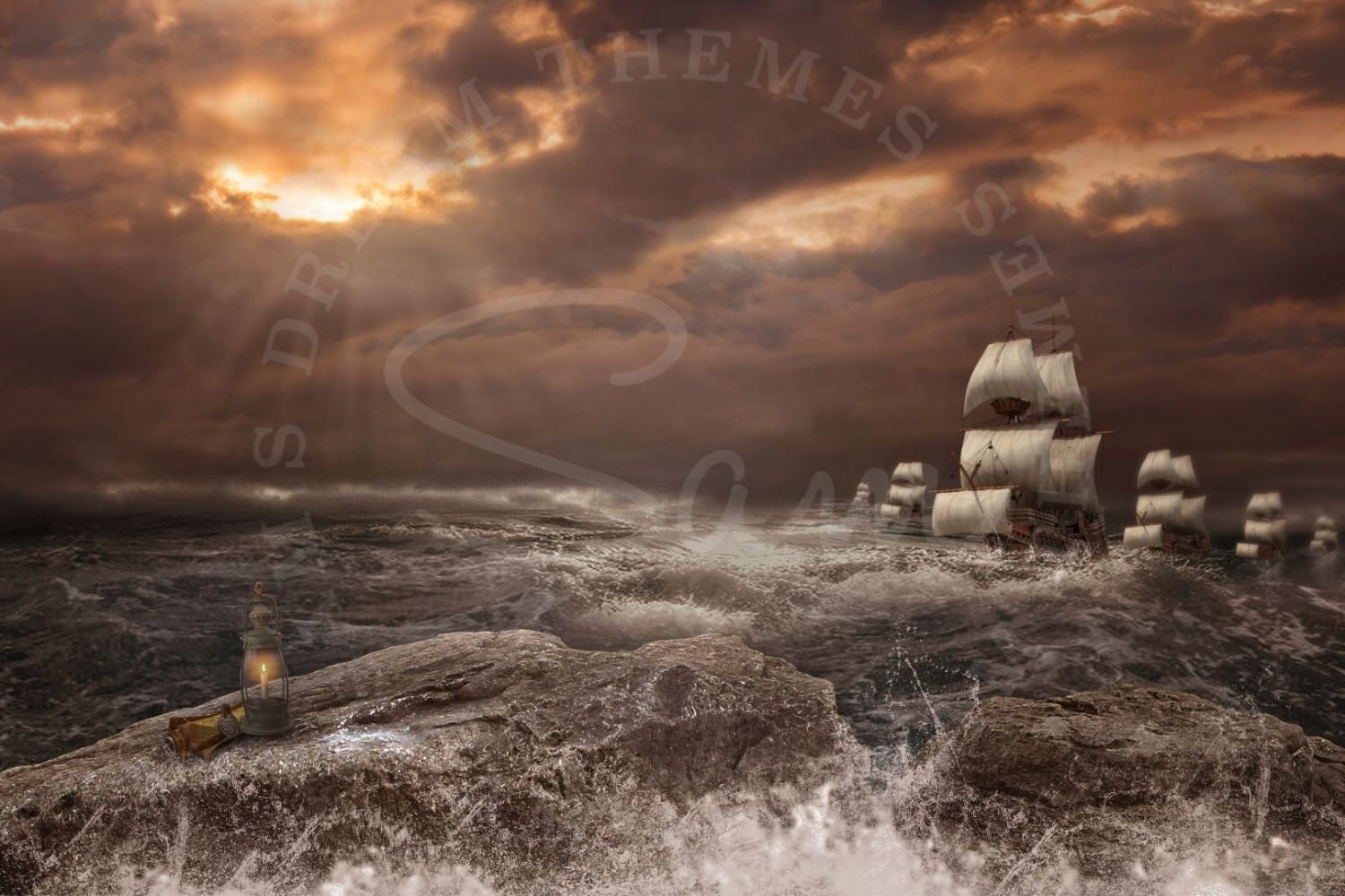 Pirate Ships Ahoy Digital Backdrop - Etsy