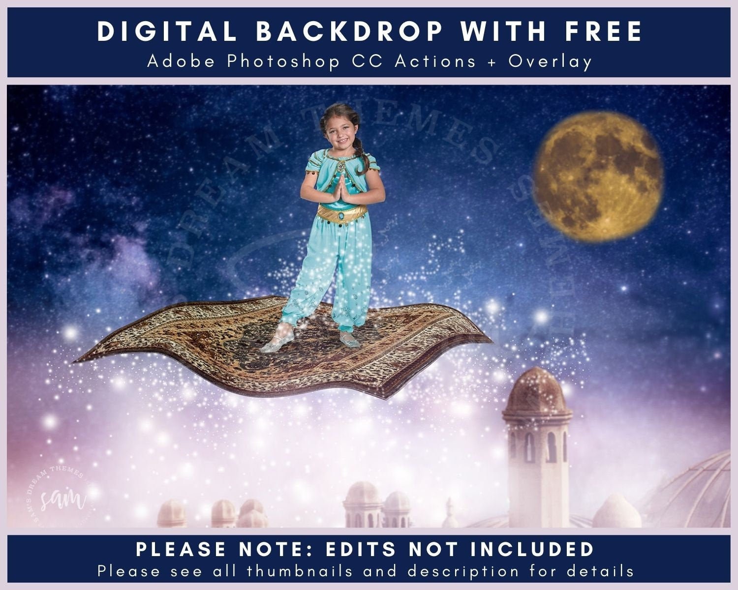 Aladdin's Magic Carpet at Night Digital Backdrop | Etsy