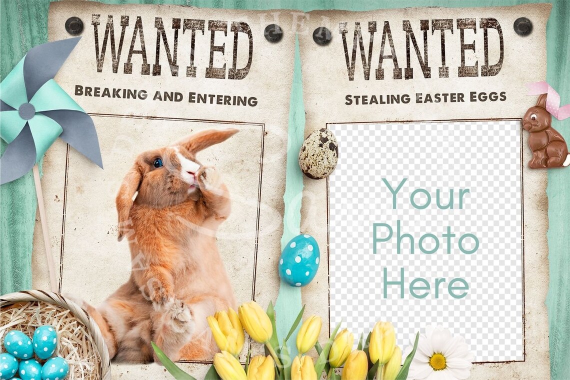 Wanted Poster With Easter Bunny Customizable Digital Frame | Etsy