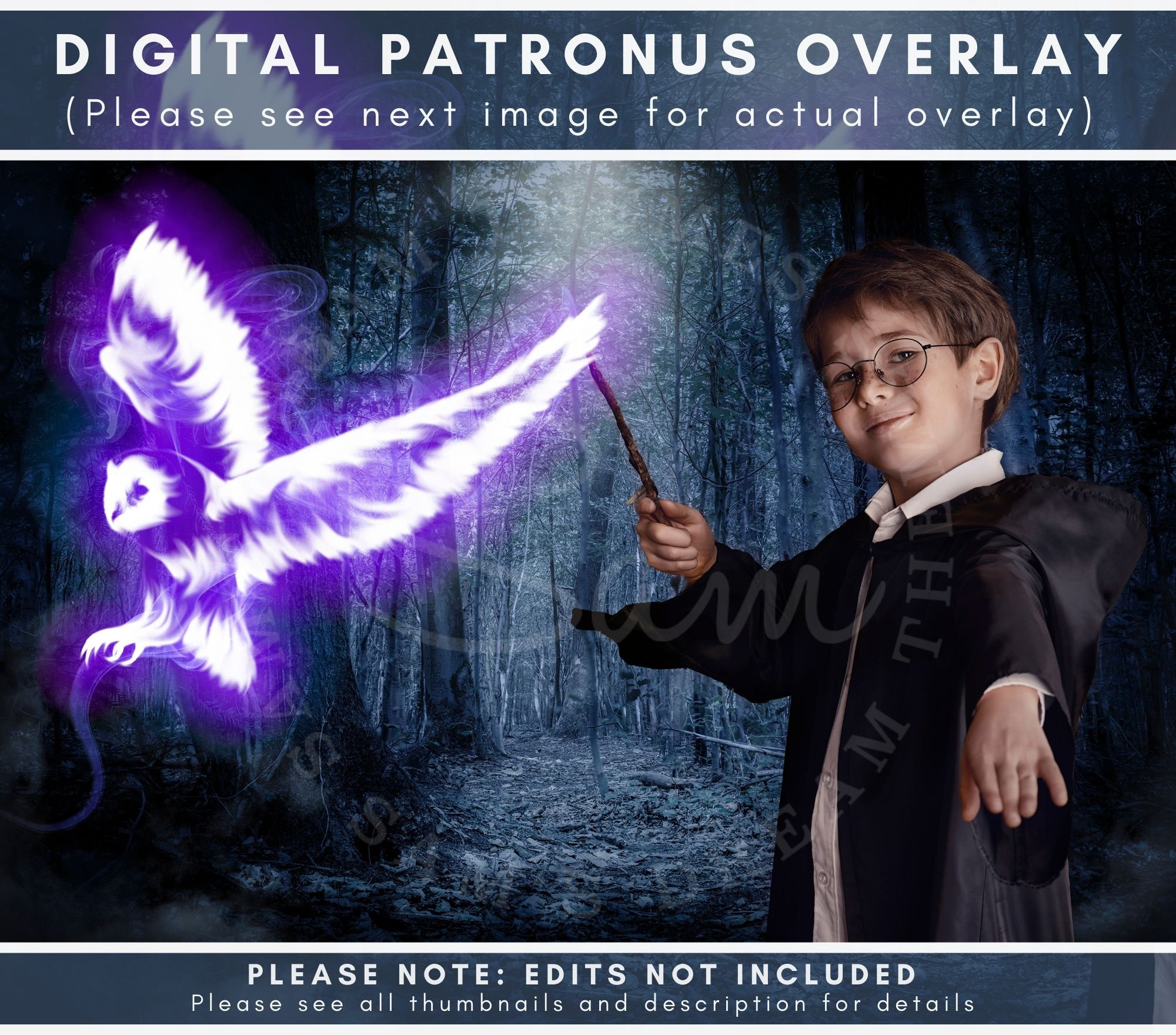 2 Owl Patronus Purple and Blue Glowing Digital Overlays PNG | Etsy