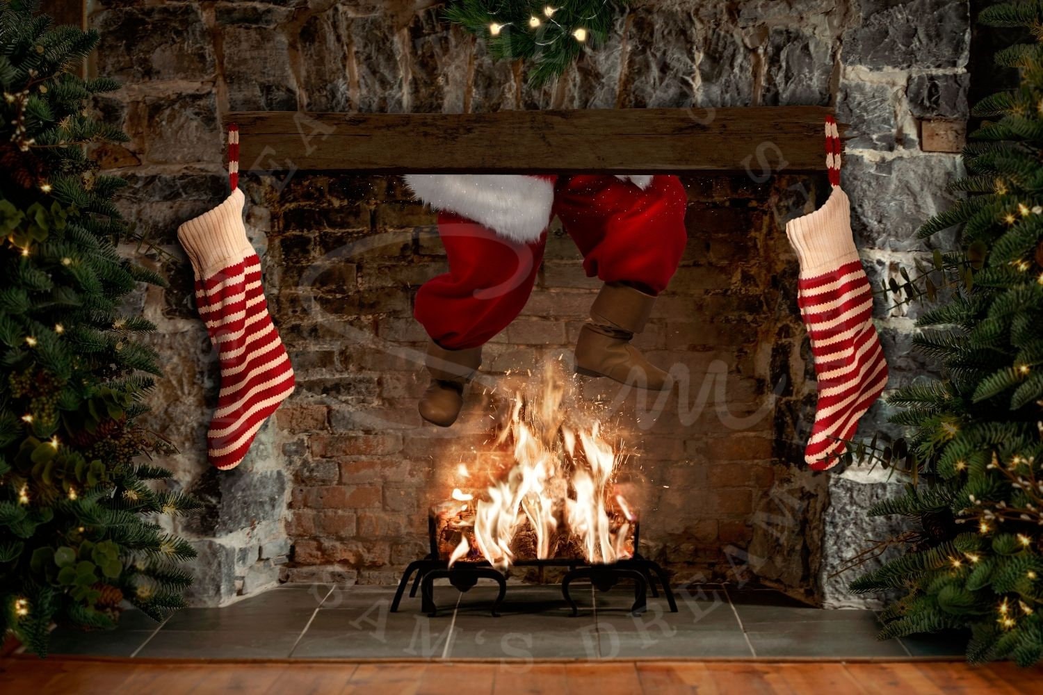 Santa is coming down the chimney store