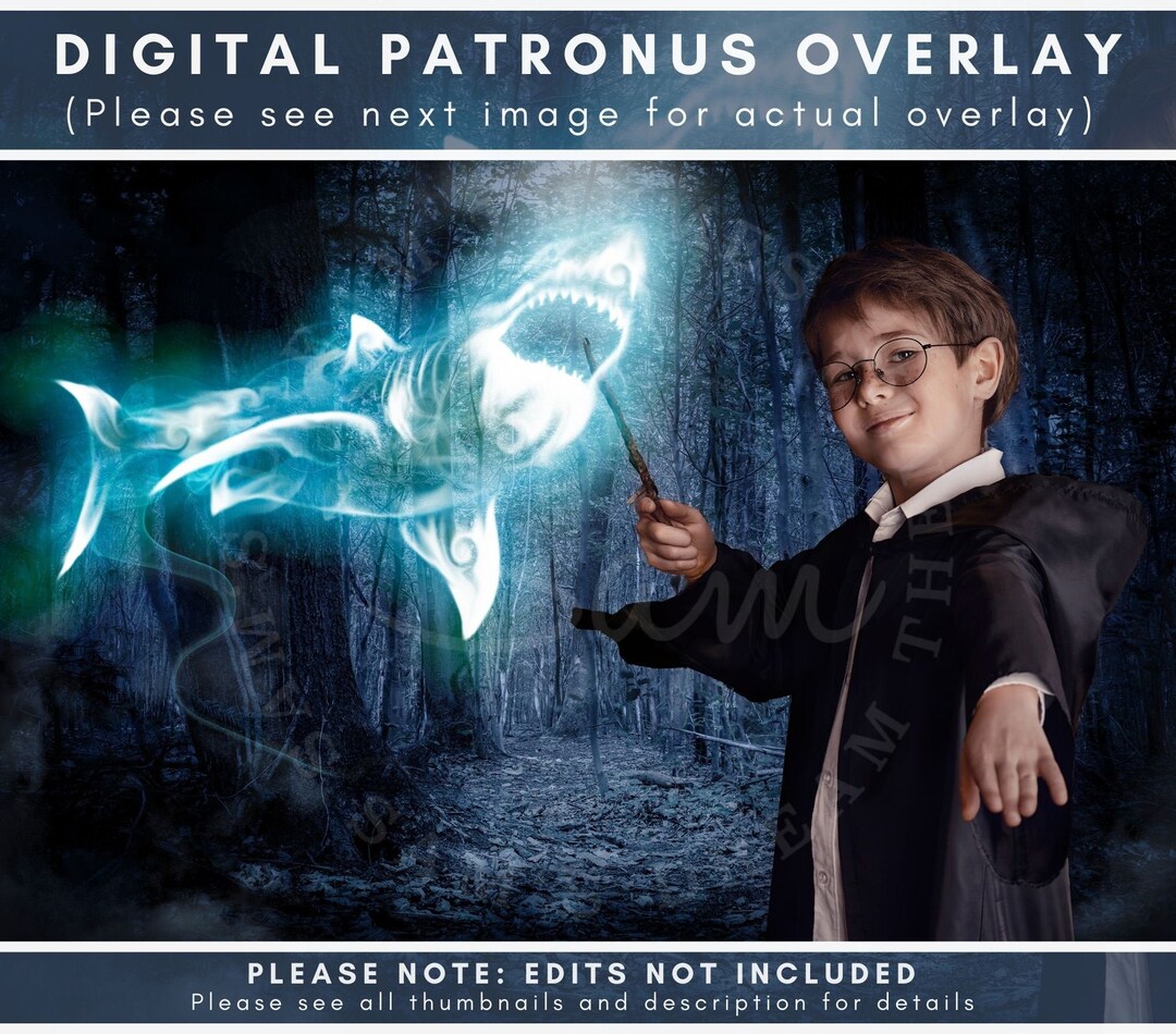 2 Shark Patronus aqua Green and Blue Glowing Digital Overlays JPEG ...