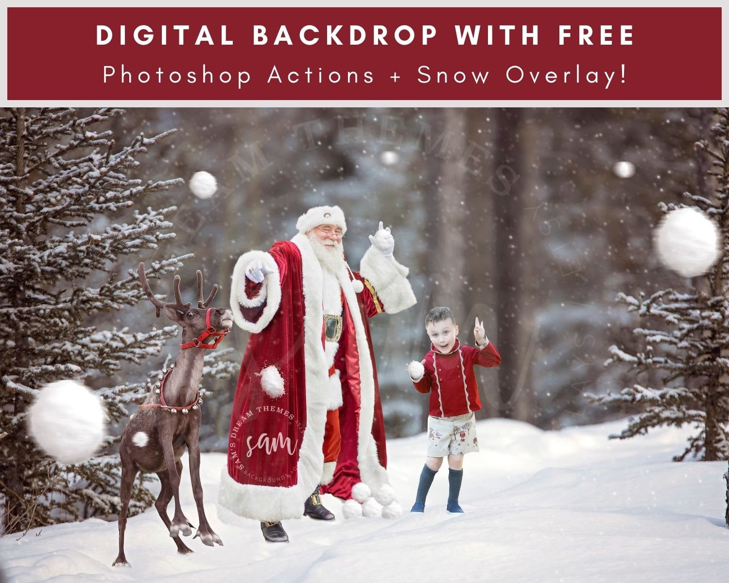 Santa Snowball Fight Digital Backdrop Santa Composite Funny - Etsy