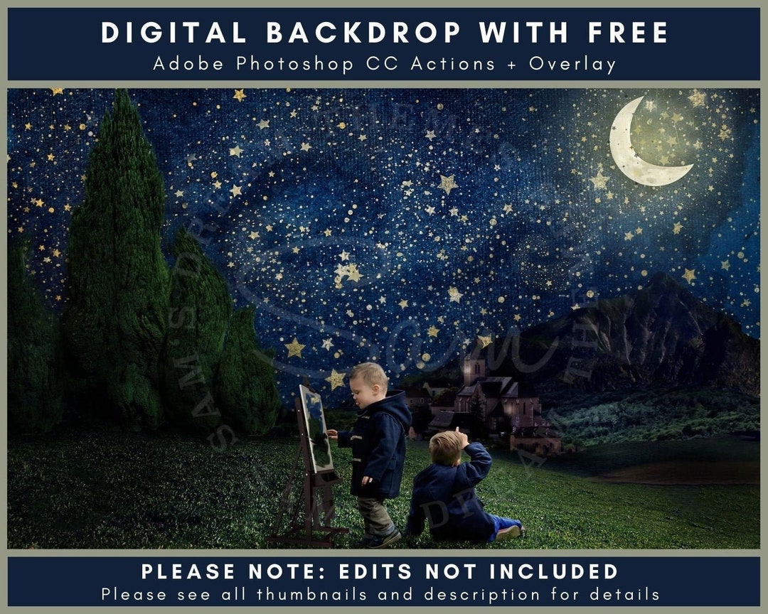 Starry Night Painted Digital Backdrop - Etsy Canada
