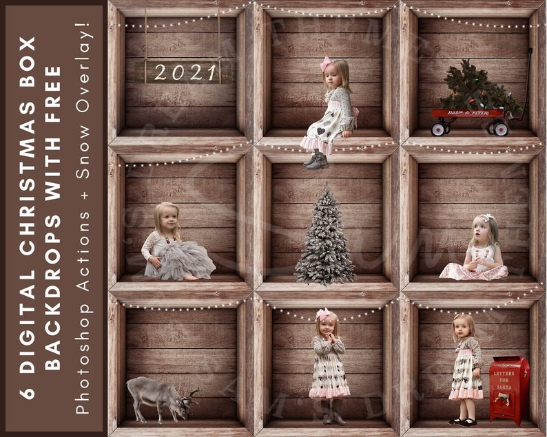 6 in the Box Christmas Templates, Photography Template, Christmas ...
