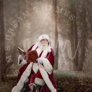Santa Reading in A Winter Forest - Digital Background - Winter Backdrop ...