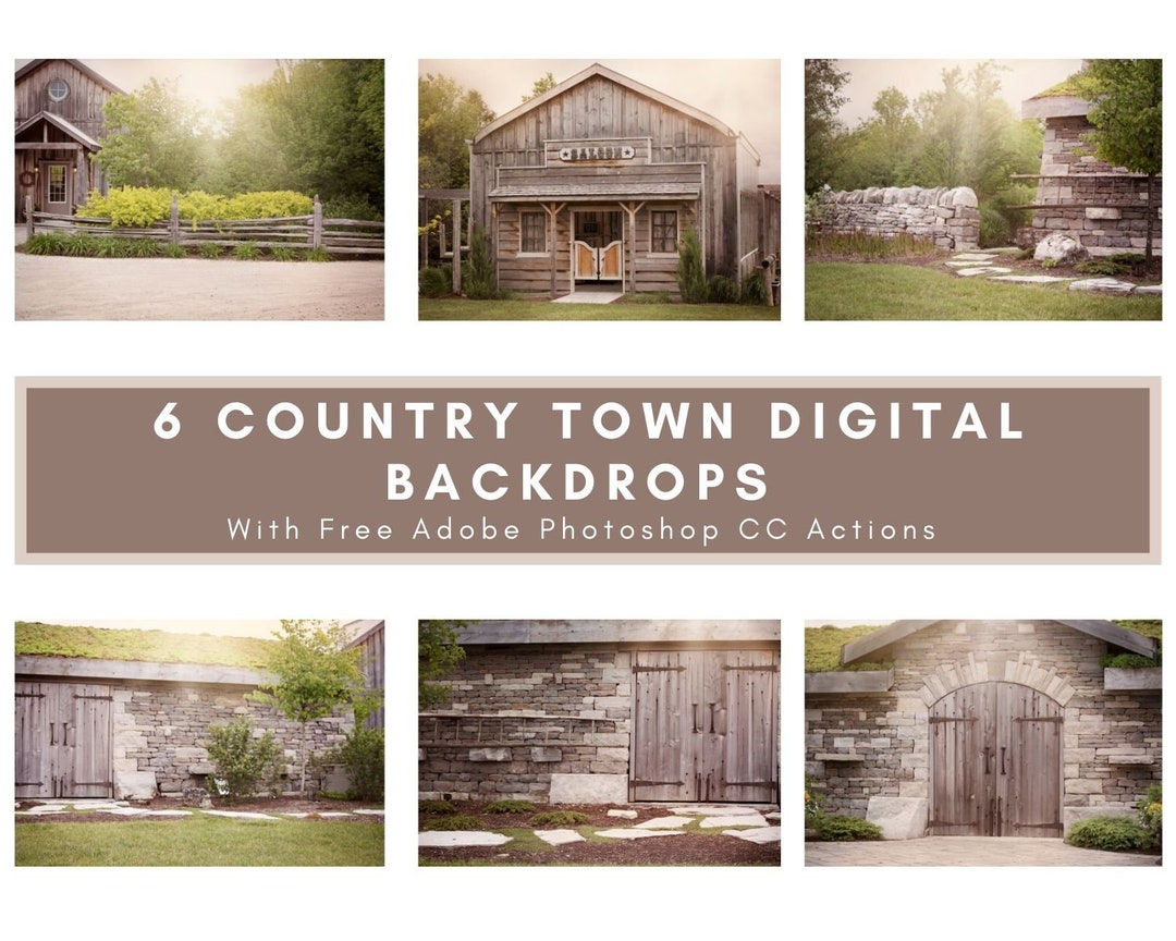 6 Rustic Country Barn and Town Bundle Digital Background Summer ...