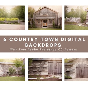6 Rustic Country Barn and Town Bundle Digital Background Summer ...
