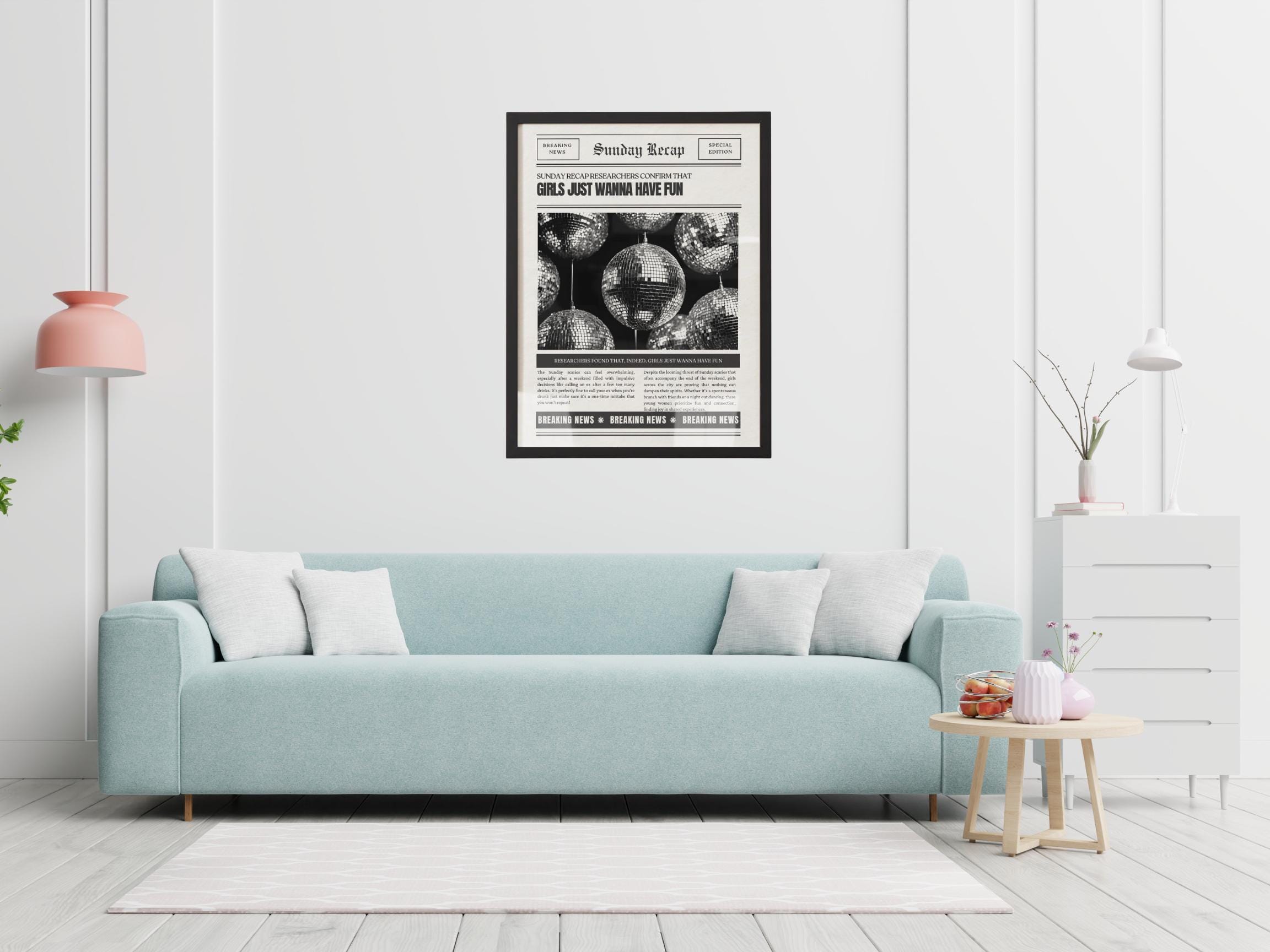 Newspaper Print, Black and White Wall Art, Sunday Recap Print, Preppy ...