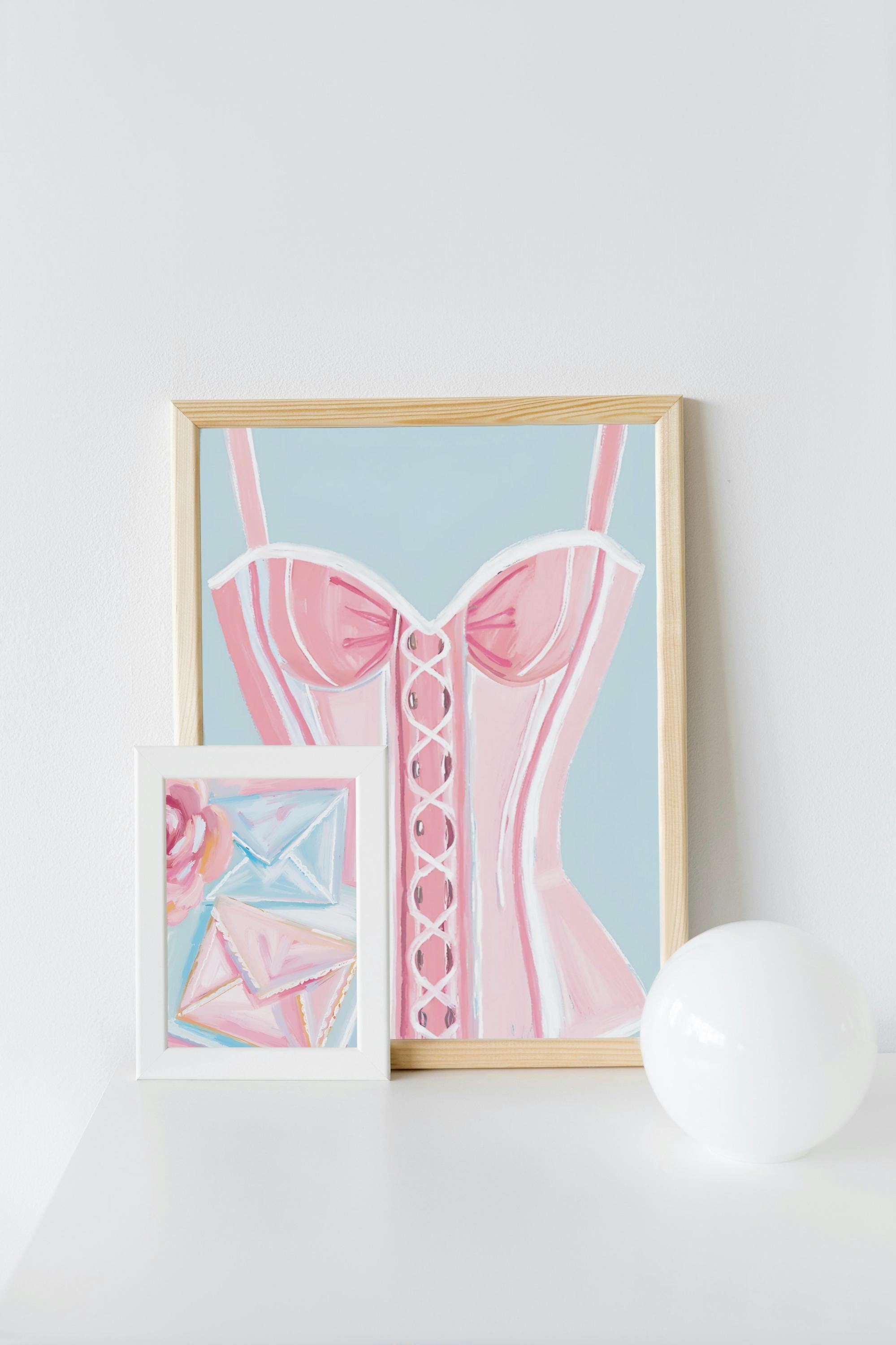 Set of Three Coquette Prints | Pastel Coquette Wall Art | ‘corset, Bows ...