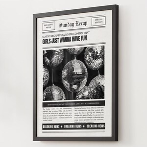 Newspaper Print, Black and White Wall Art, Sunday Recap Print, Preppy ...