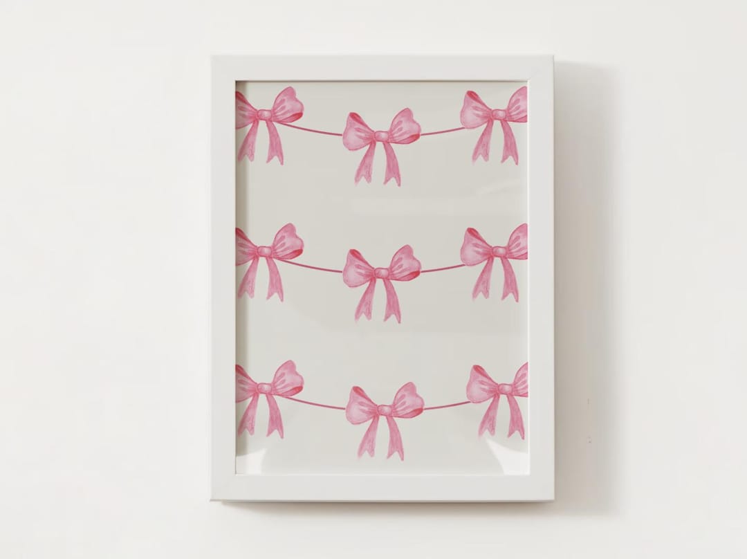 Pink Bow Print, Pink Bow Aesthetic, Adorable Pink Bows, Cute Pink Bow ...