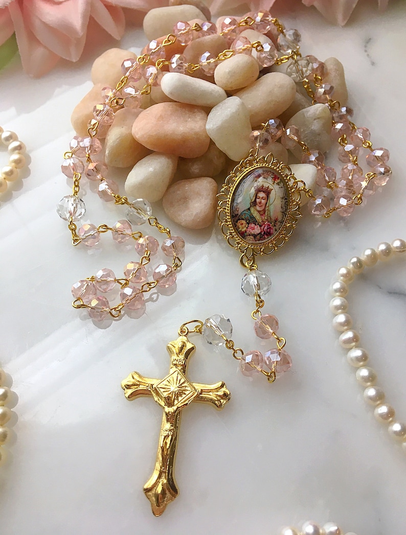Pink Blessed Mother Rosary, Queen of Heaven Rosary, Our Lady of Victory ...