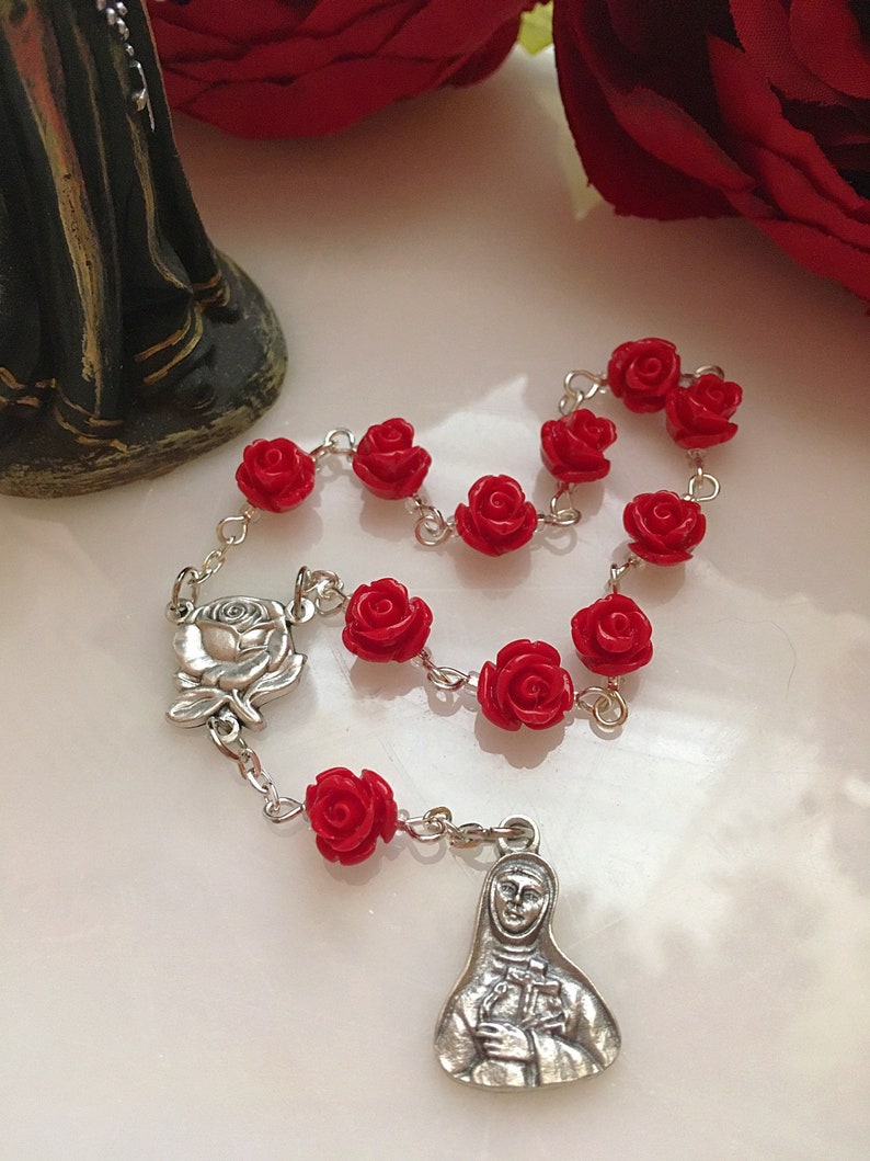 Handmade St. Rita Single Decade Pocket Rosary Chaplet Red | Etsy