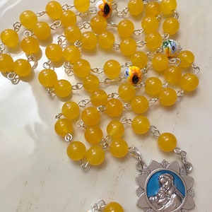 Sunflower Rosary Yellow Jade Sunflower Rosary Flower Rosary - Etsy
