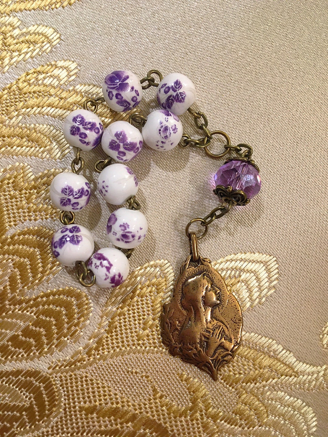 Bronze St. Bernadette Soubirous Vintage Style Single Decade Rosary ...