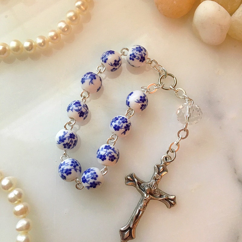 Blue Flower Decade Rosary - Etsy