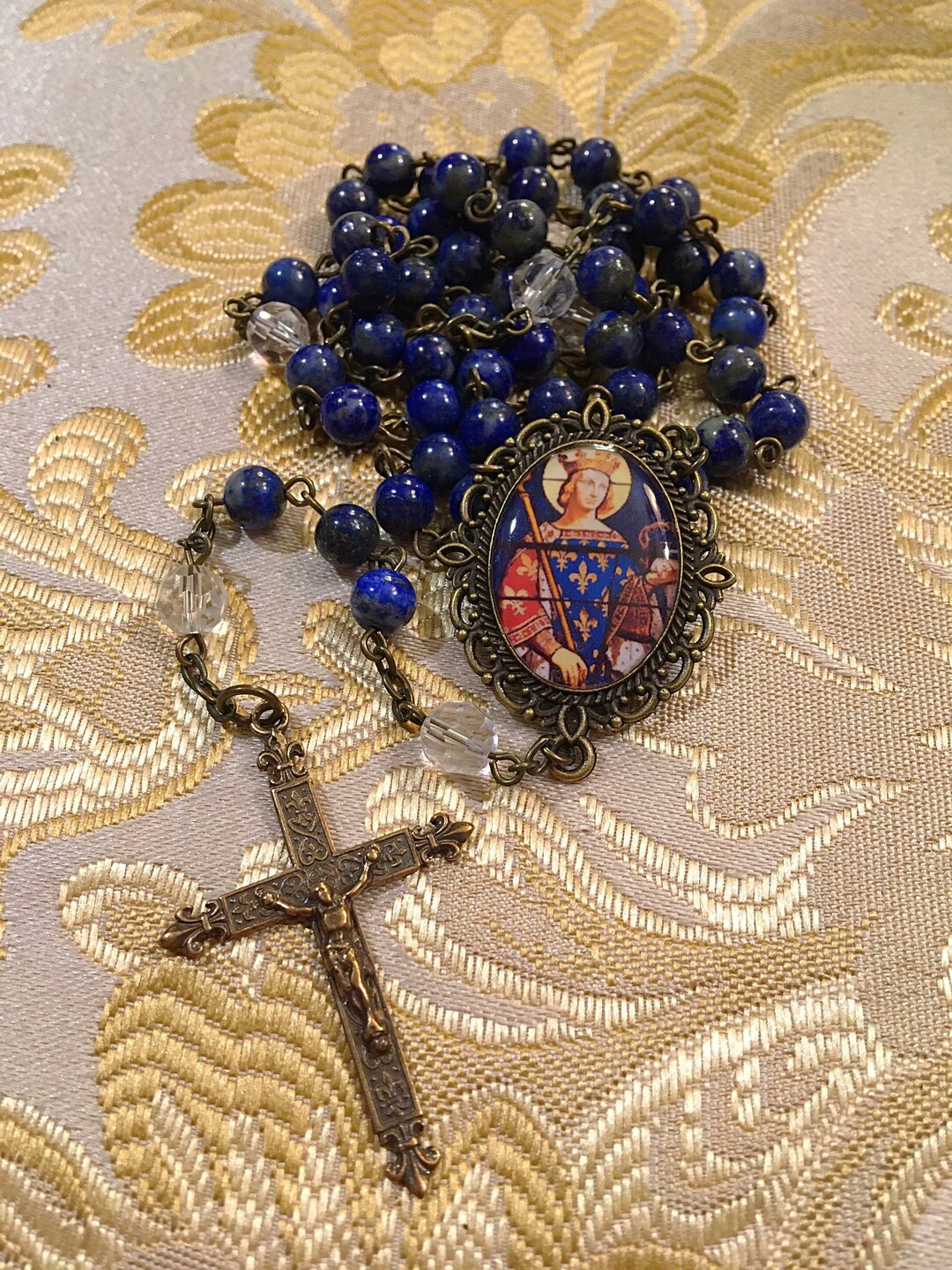 King St. Louis Rosary, Saint Louis IX Rosary, Blue Lapis Lazuli Rosary ...