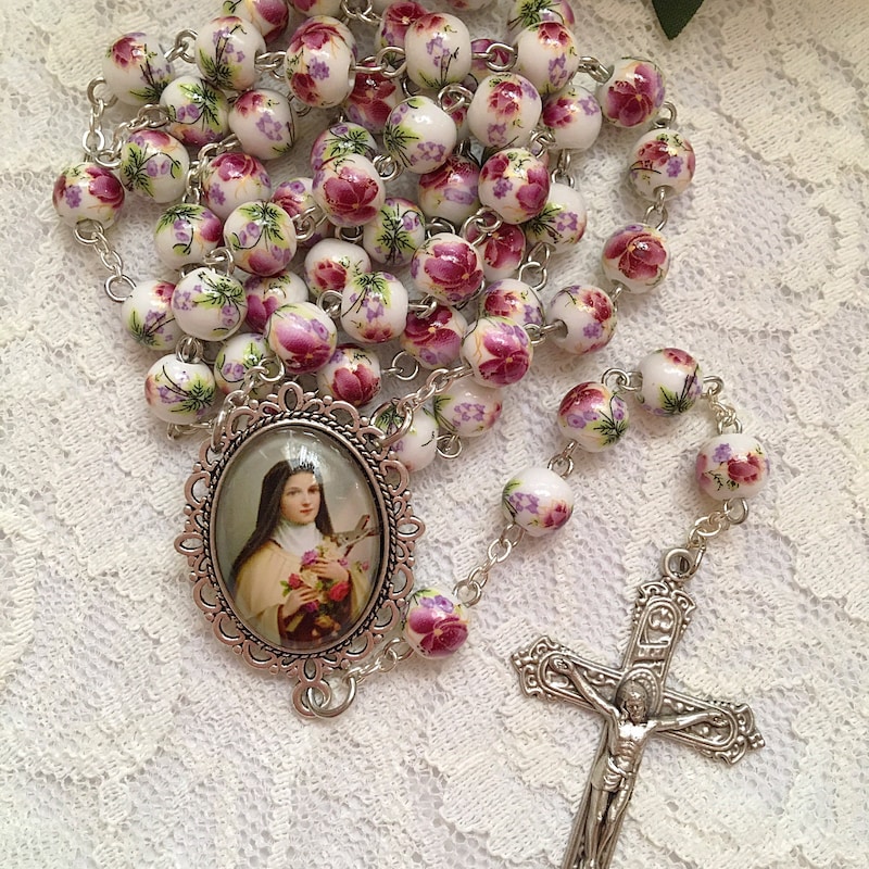 Pink St Therese Rosary - Etsy