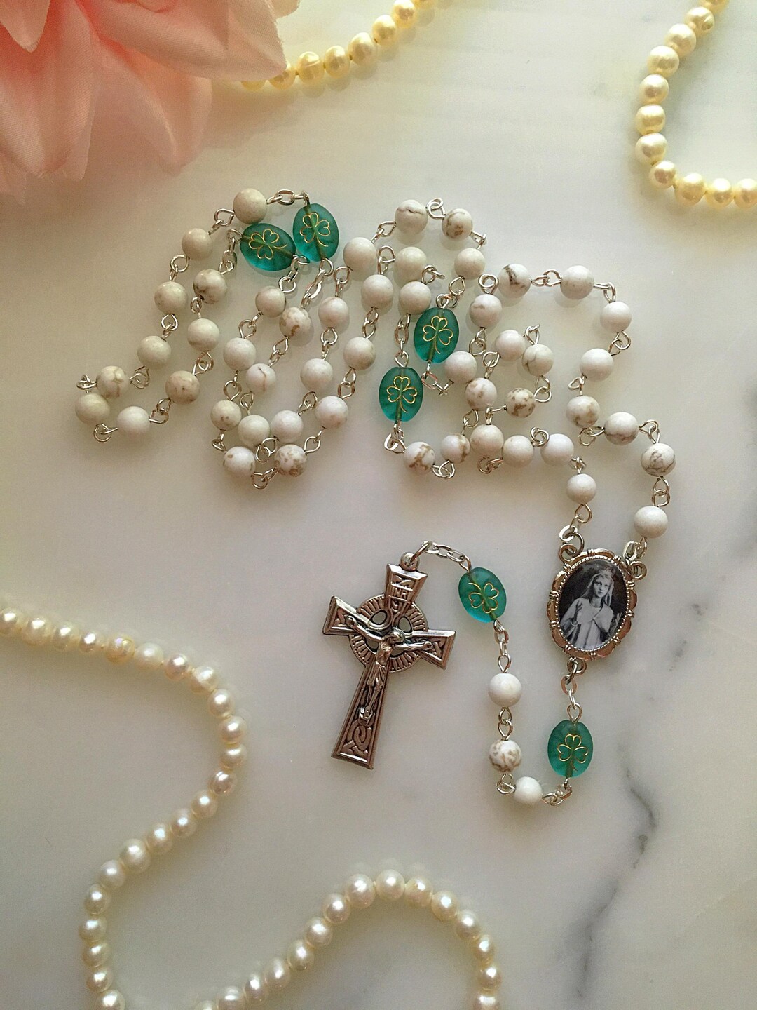 Our Lady of Knock Rosary, Green Shamrock Rosary, Celtic Cross Rosary ...