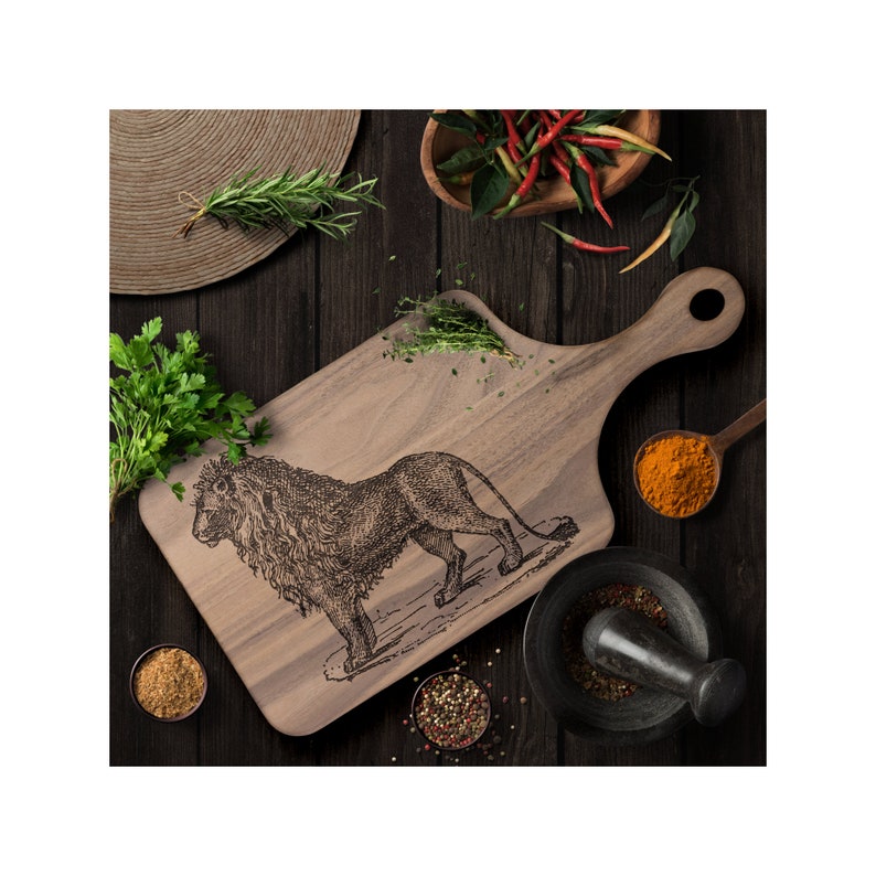 Proud Lion Charcuterie Paddle-style Cutting Board With Handle, American ...