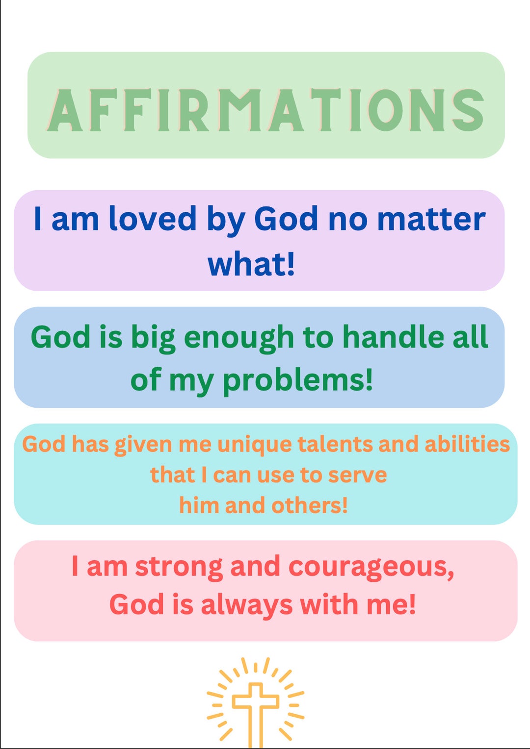 Biblical Affirmations for Kids - Etsy